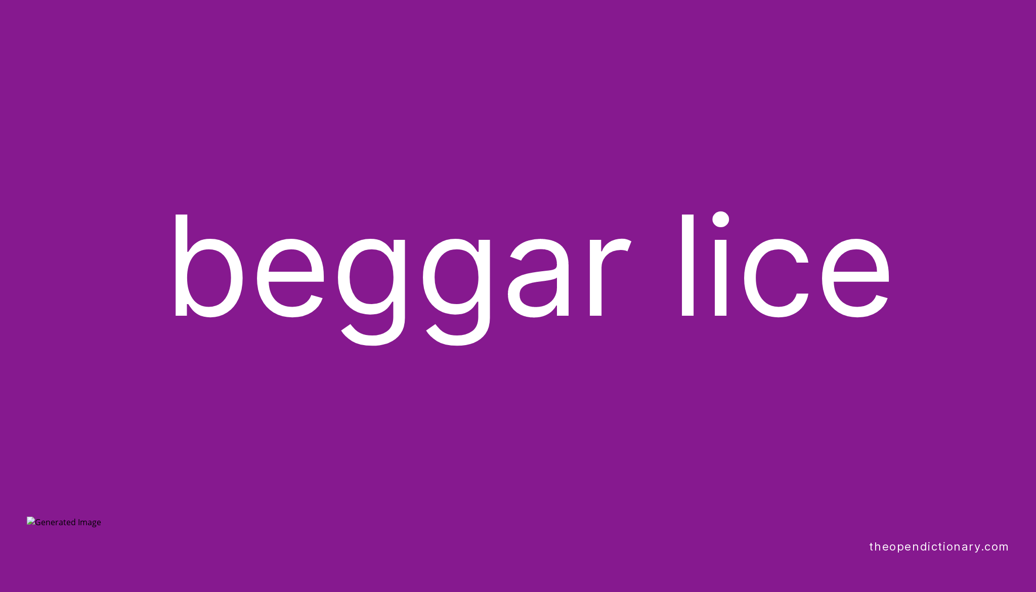 BEGGAR LICE - The Open Dictionary
