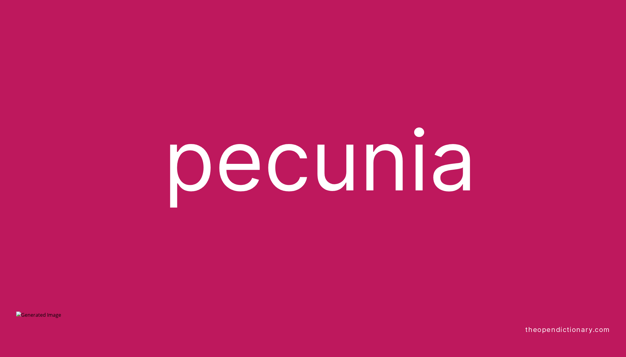 Pecunia | Meaning of Pecunia | Definition of Pecunia | Example of Pecunia